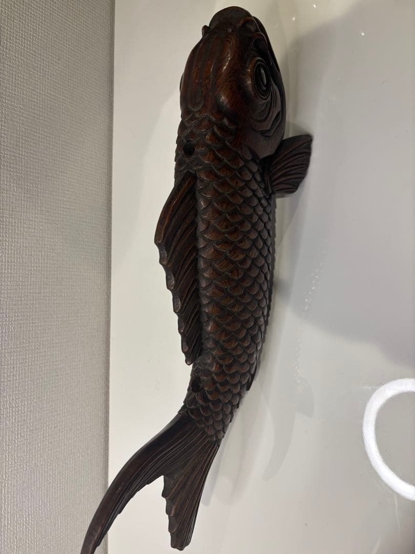 木製 魚型彫刻 約30cm