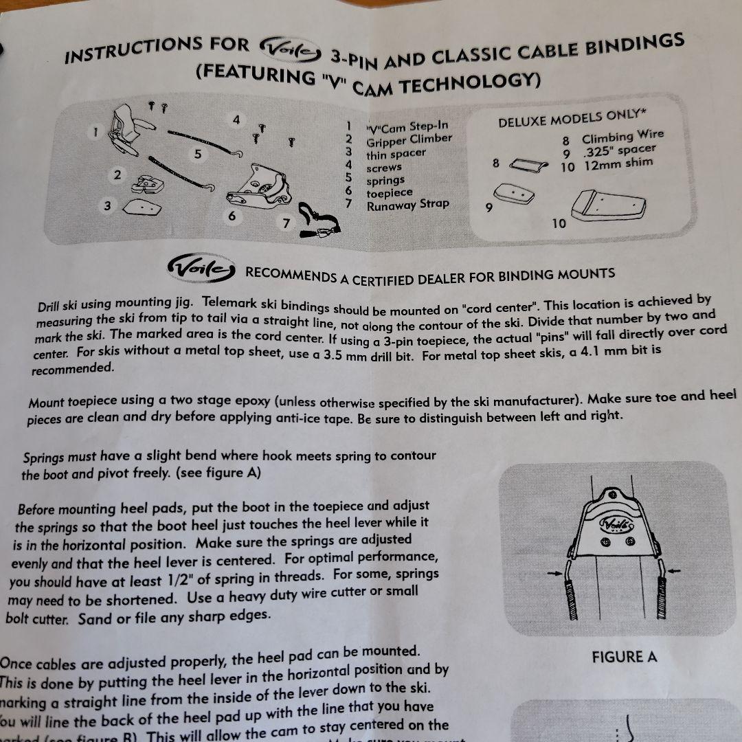 Voile テレマークスキー3ピン.ケーブル ビンディング