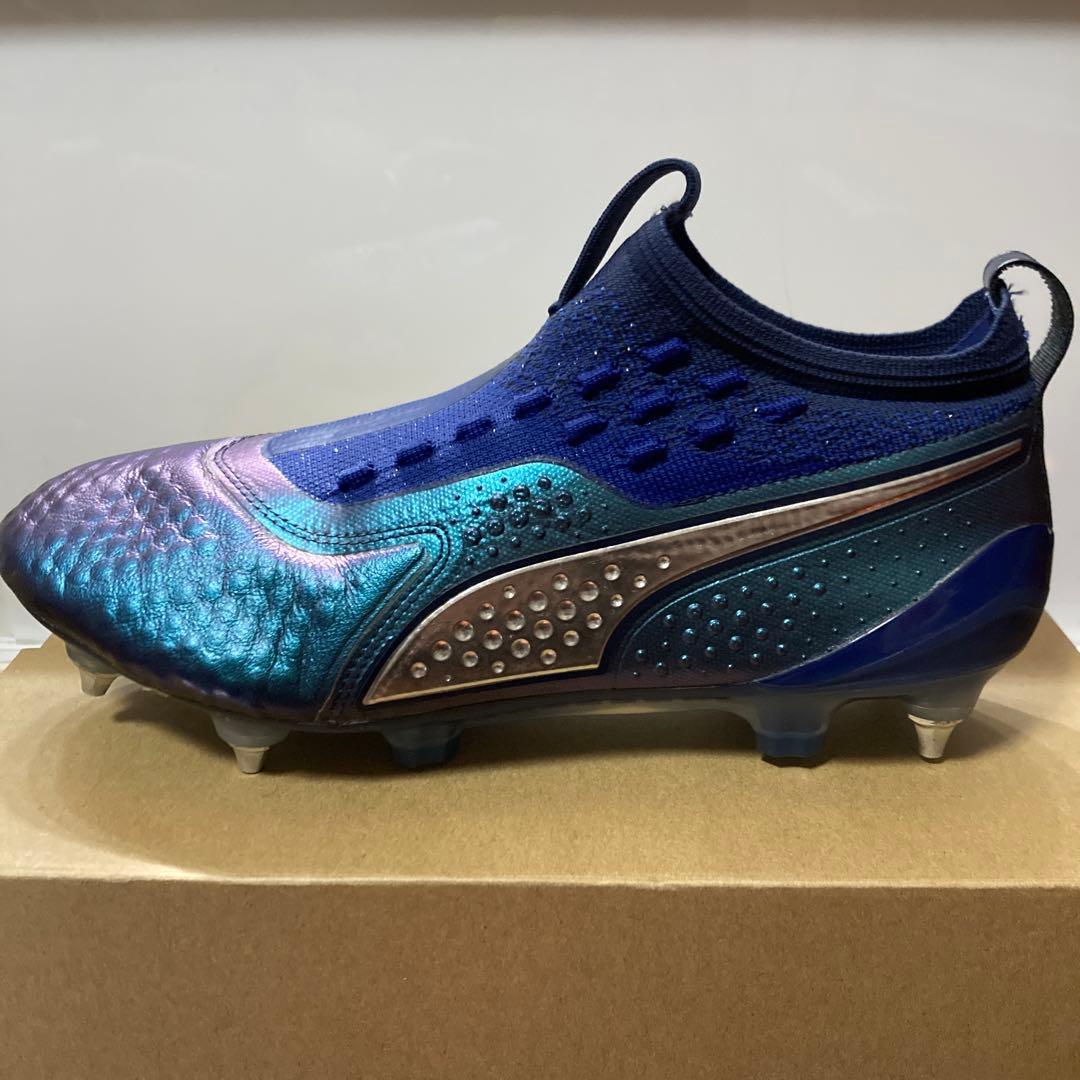 PUMA プーマ　ワン 1 レザー MX SG(ブルー×シルバー)