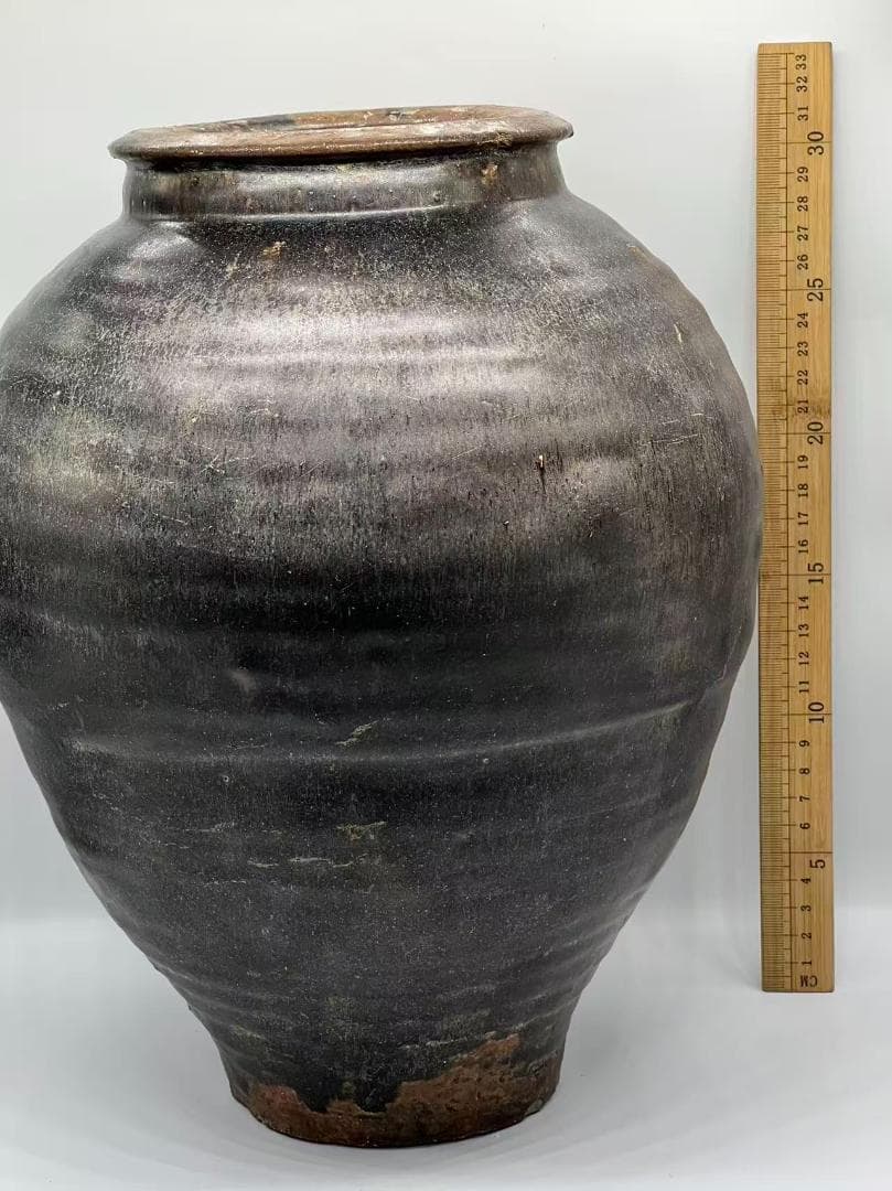宋時代　贛州窯黑陶大壺 黑陶大瓶 李朝15世紀　高麗　黒陶大壺(B-52)