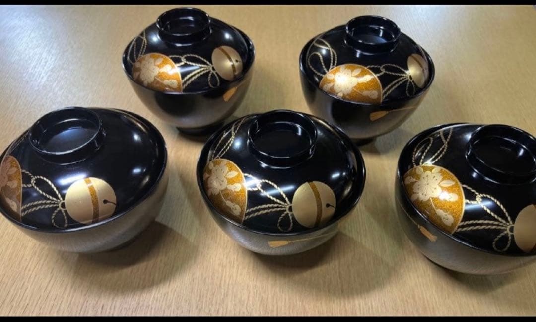 乙造作　御吸物椀　5客セット　お吸物椀　汁椀　お祝膳　食器 洗って保管