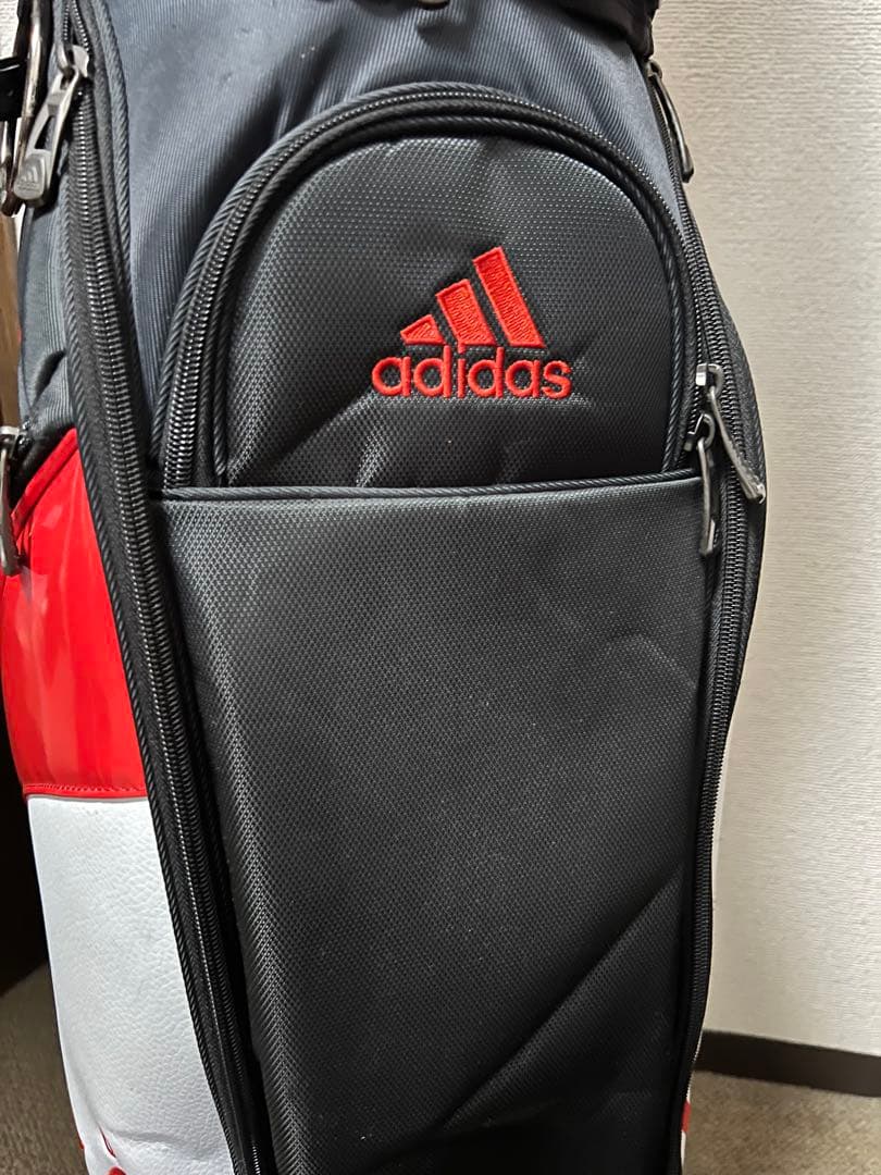 adidas キャディバッグ 黒赤 ストライプデザイン