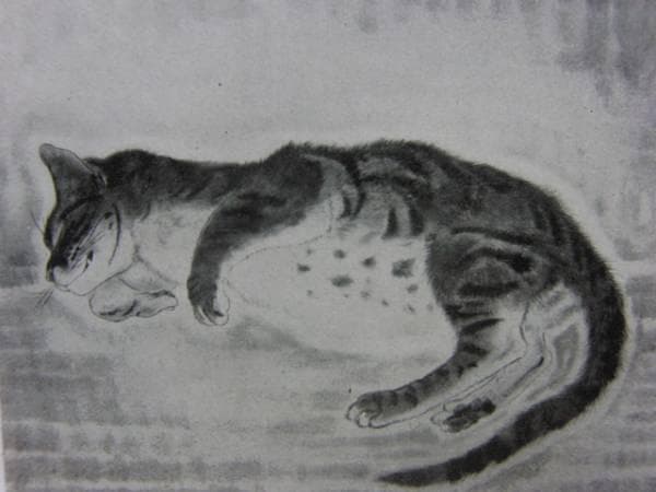 藤田 嗣治、猫８、1929年発行・骨董画集画、新品額装