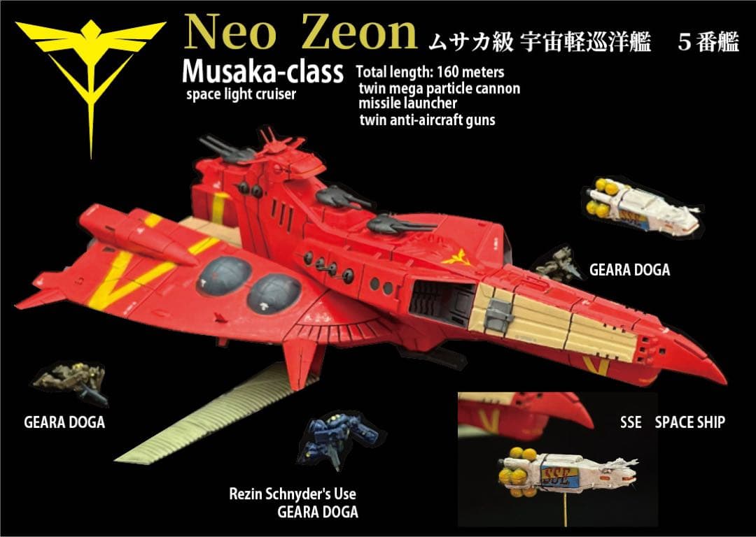 機動戦士ガンダム逆襲のシャア　ネオジオン　ムサカ5番艦　完成品 1/1700