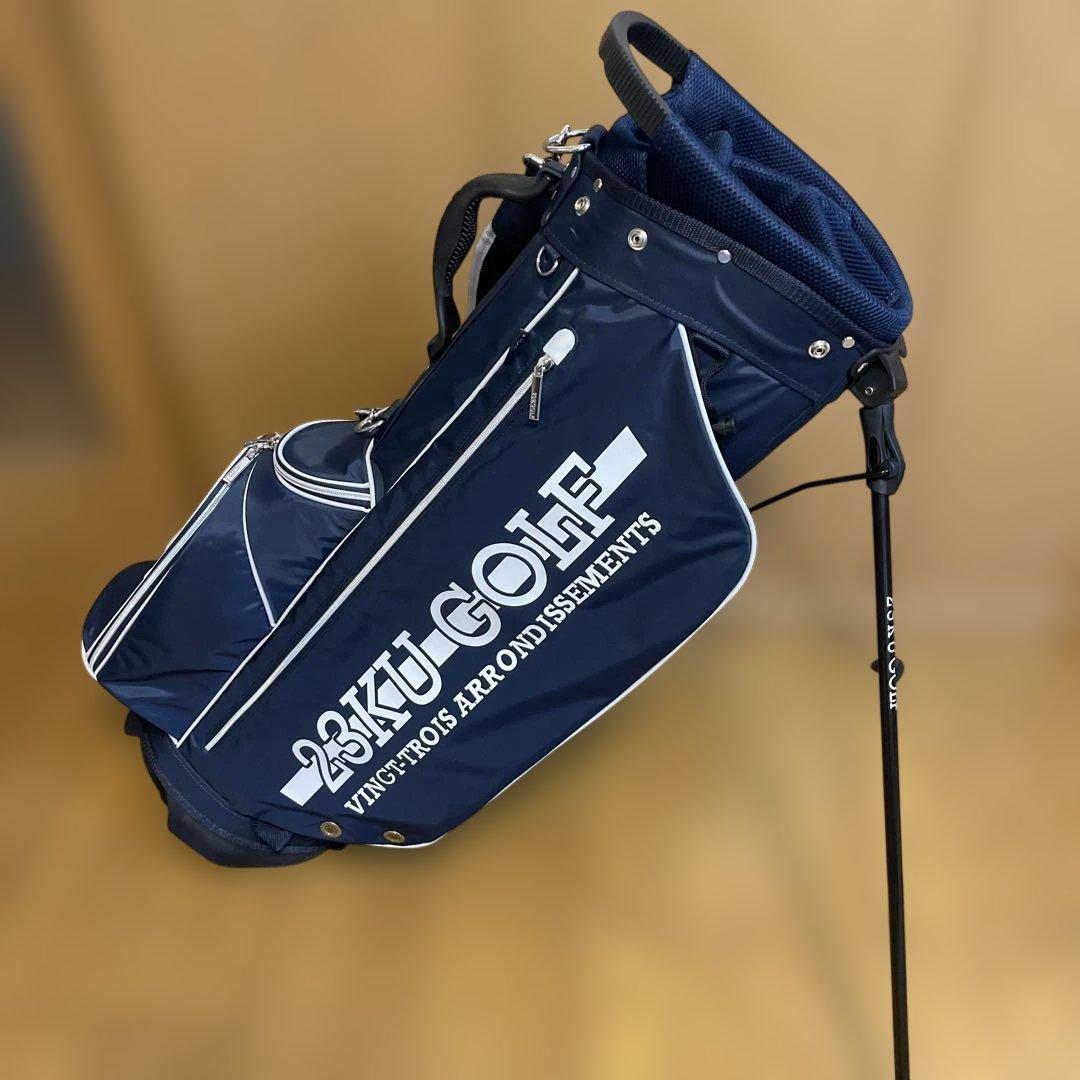 23KU GOLF ゴルフバッグ ネイビー　ヘッドカバー付