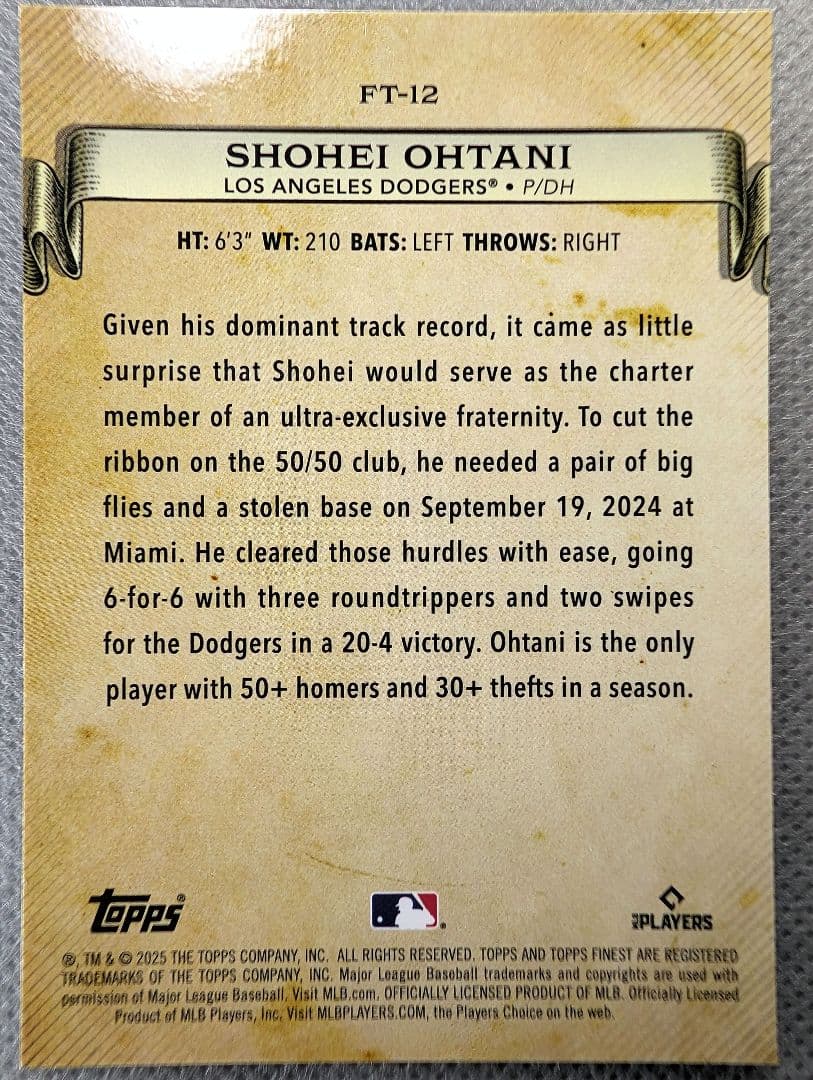 【レア】125枚限定 大谷翔平 2025 Topps Finest 紫 /125