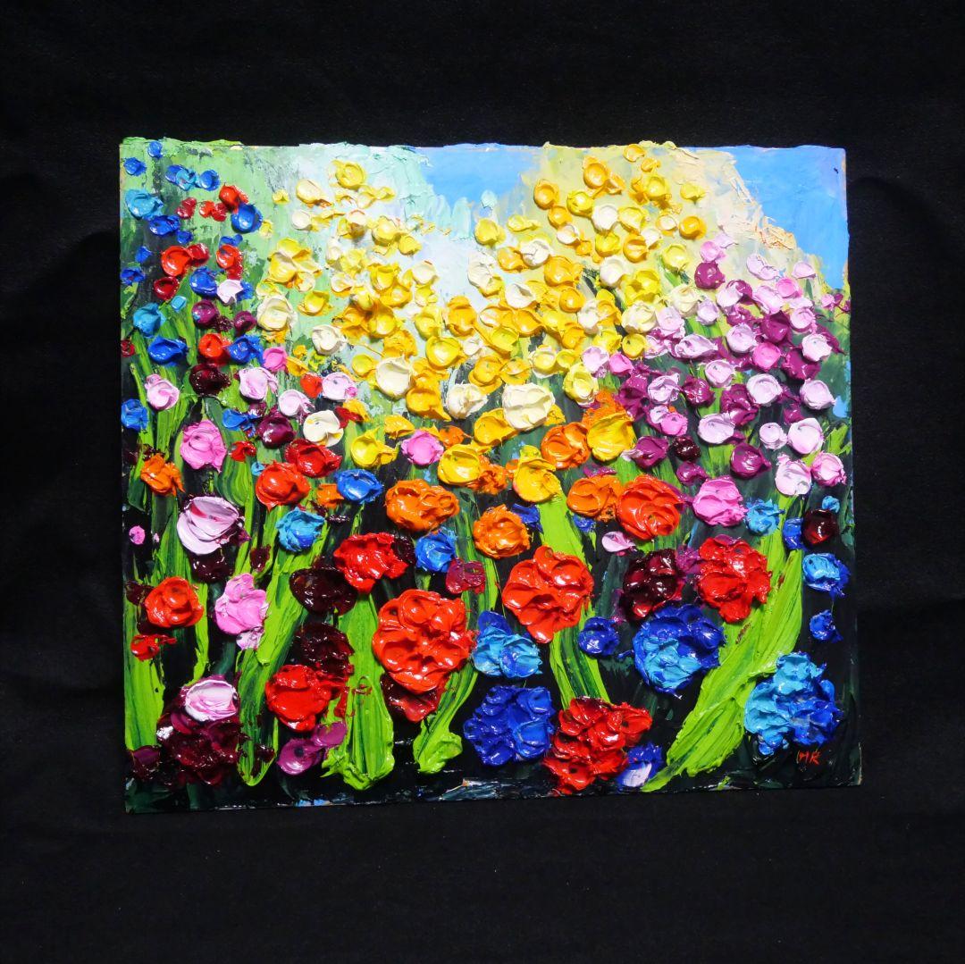 油絵 油彩 油彩画 絵 絵画【colorful flower garden】