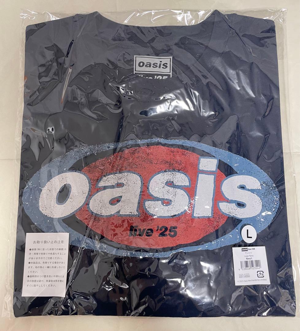 即完売 LサイズOasis live'25 TシャツNavyオアシス アディダス