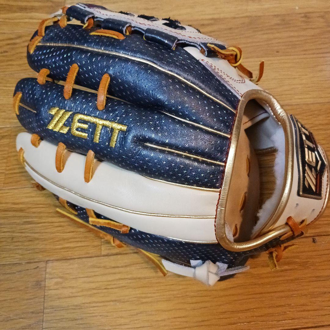 ZETT 軟式用グローブ ネイビー/ベージュ　プロステータス　限定　源田モデル