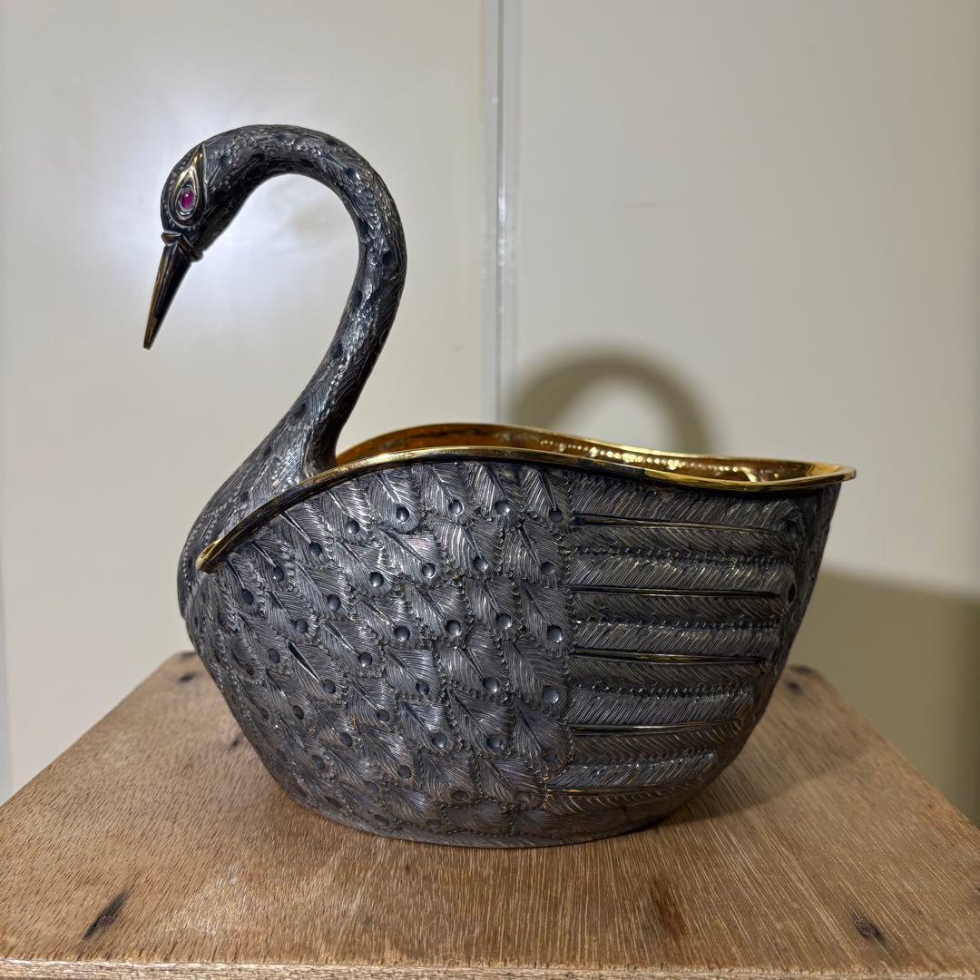 工芸品 MEXICO TANE SILVER 925 VINTAGE SWAN BOWL