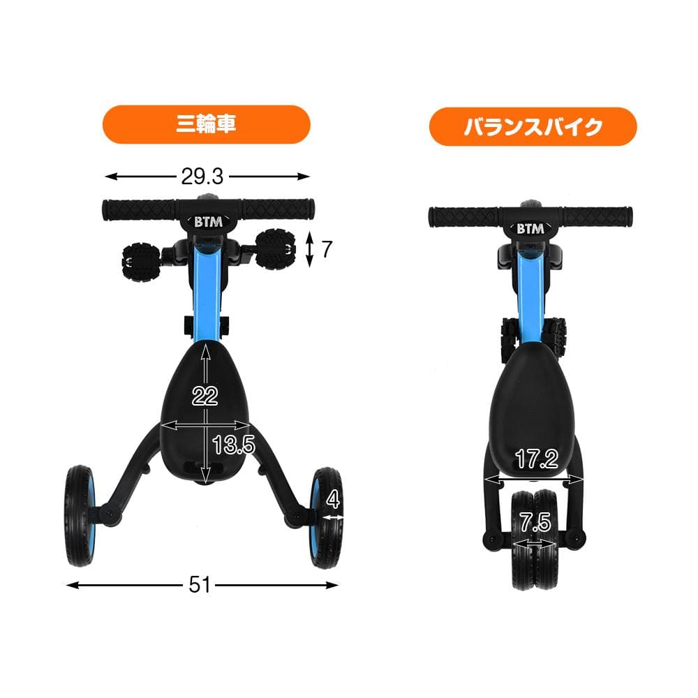 子供用自転車　誕生日プレゼント 4in 三輪車のりもの押し棒付き おもちゃ玩具