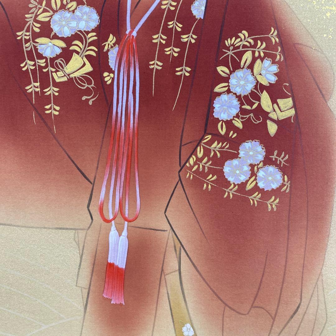 美品 掛け軸 金武翆輝作 金地 羽衣図 共箱 美術年鑑掲載 能楽 雅楽
