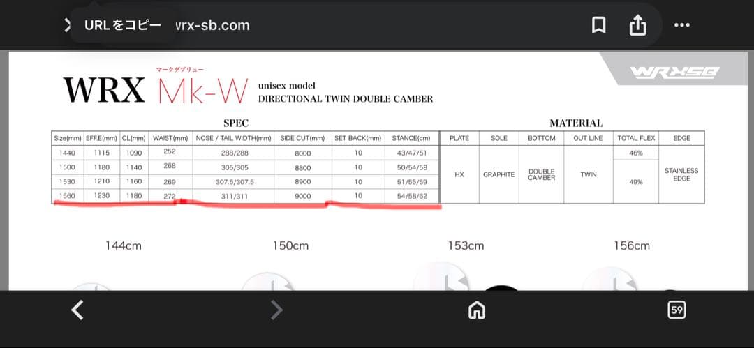 WRXboard WRX Mk-W スノーボード 156cm カービング