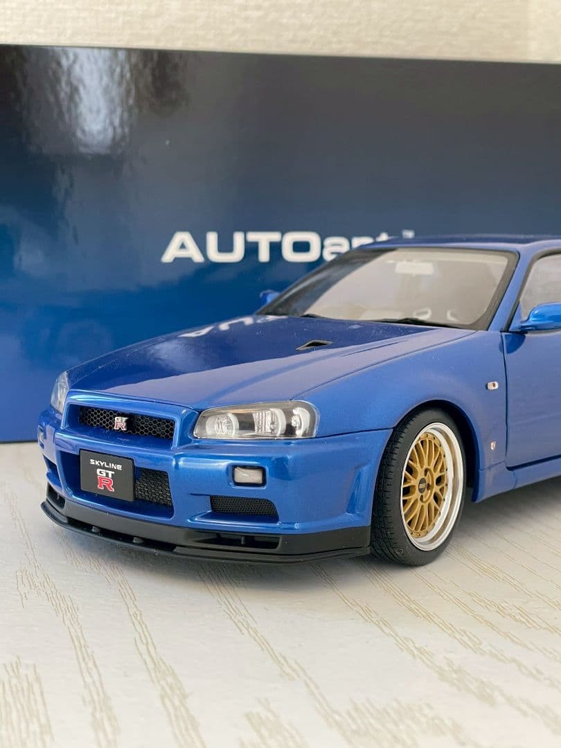 オートアート 1/18 GT-R R34 湾岸ブルー BBS LMモデル