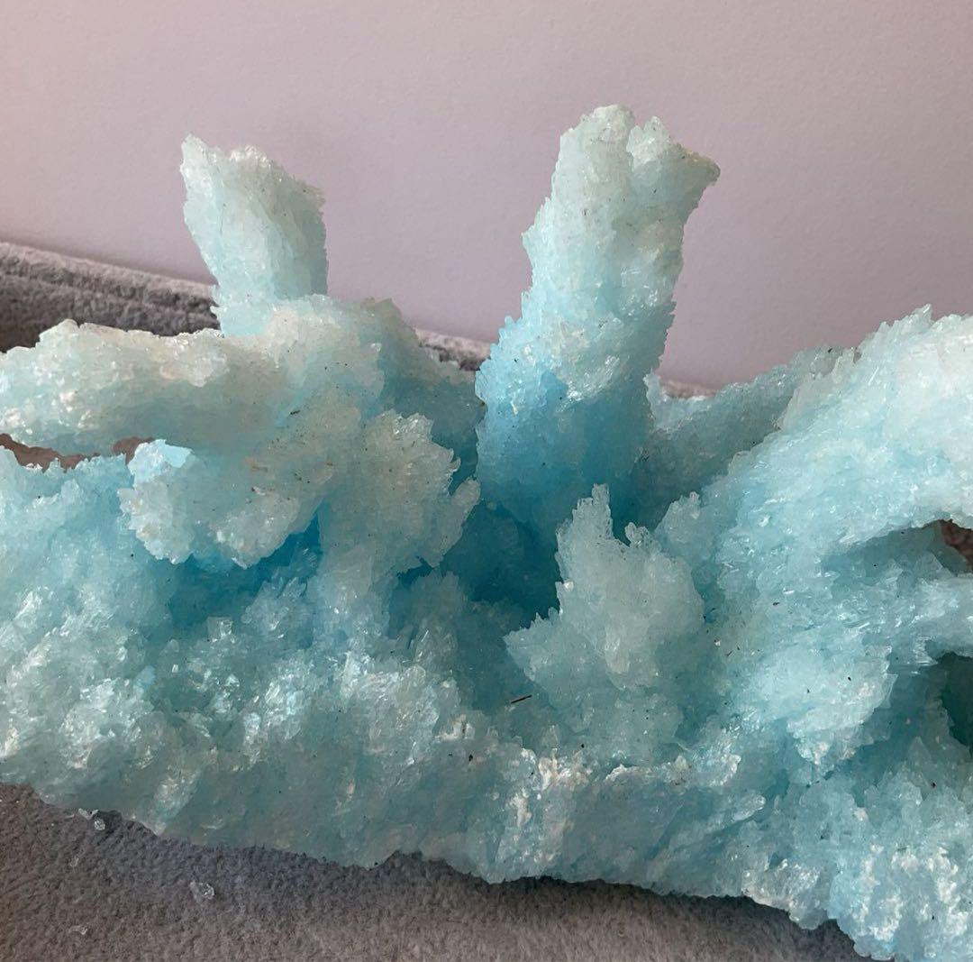 T991-2 アクアマリン水晶結晶　原石ジオードクラスター　天然石