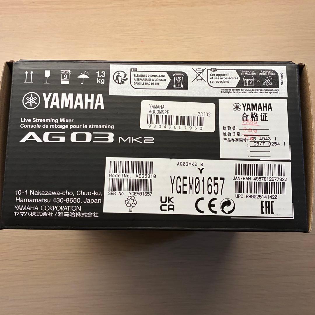 YAMAHA AG03MK2 3ch ライブストリーミングミキサー ブラック