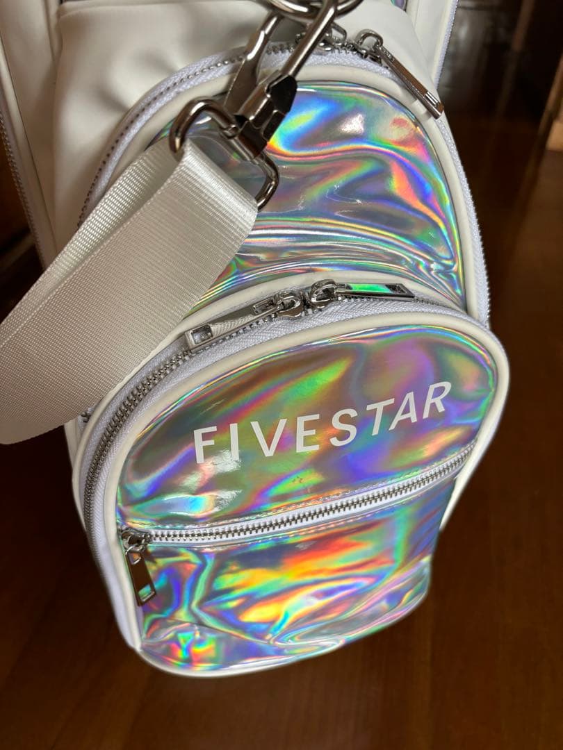新品未使用☆タグ付き☆FIVESTAR☆ゴルフバッグ☆ホワイト☆星柄☆スタンド式