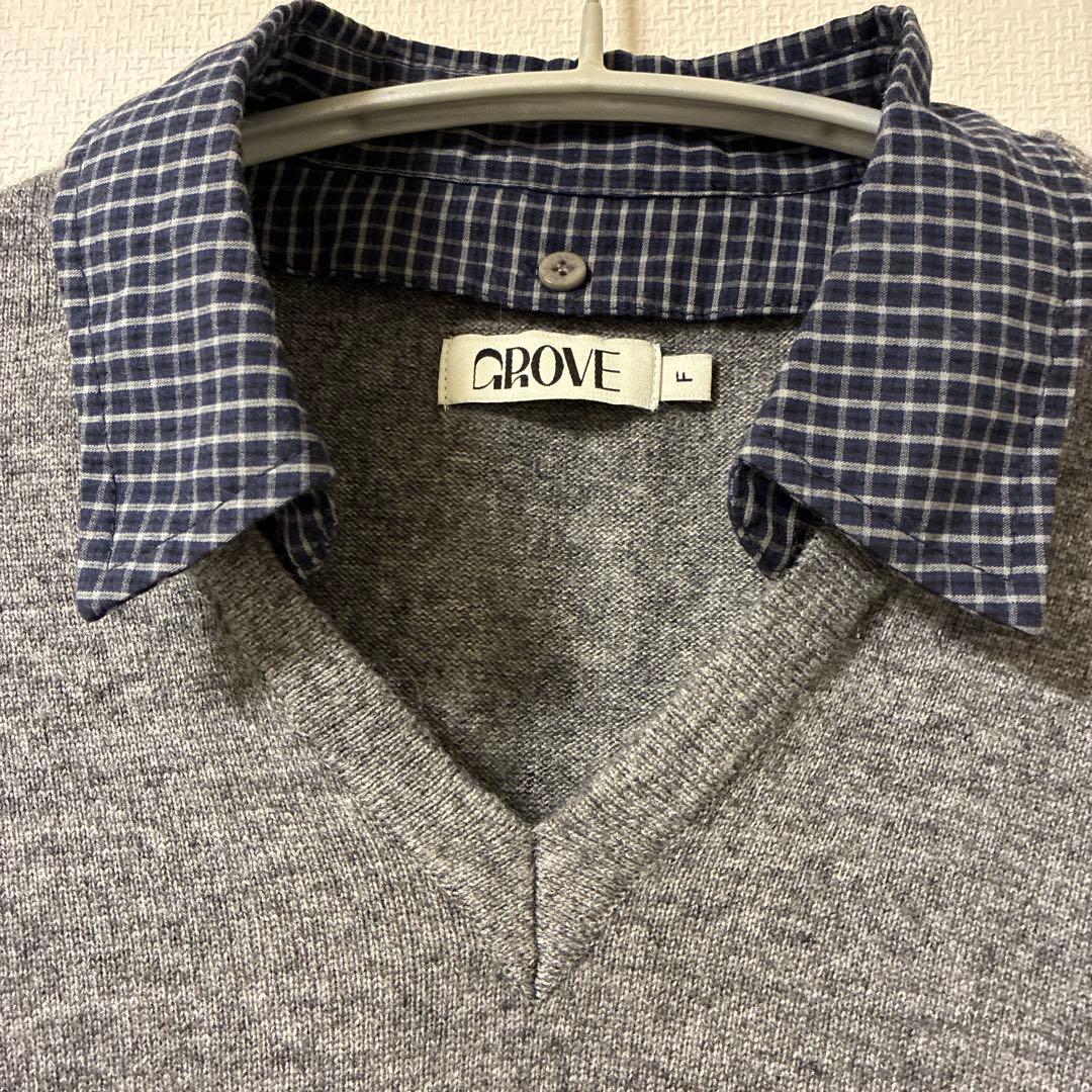 韓国【GROVE】EVIE CHECK COLLAR KNIT ナヨン着用