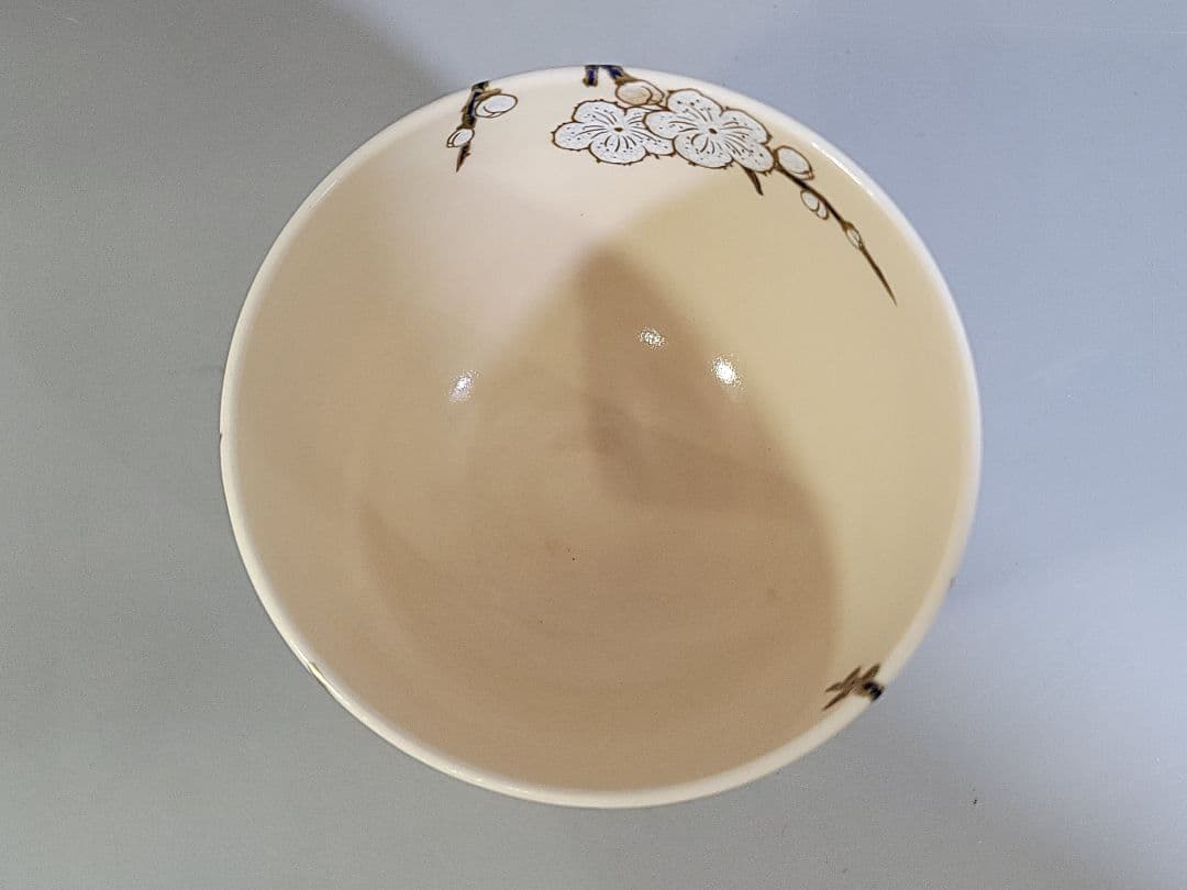 DT560 茶道具 清閑寺窯 祥平造 色絵紅白梅茶碗 共箱 美品