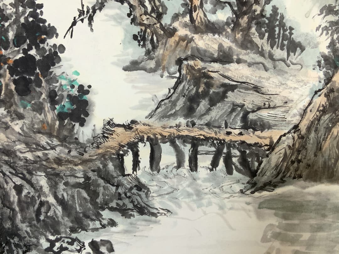 額縁 美術品 水墨画 飾り 山水絵 日本画 中国画 伝統芸術 真作 原作 アルミ