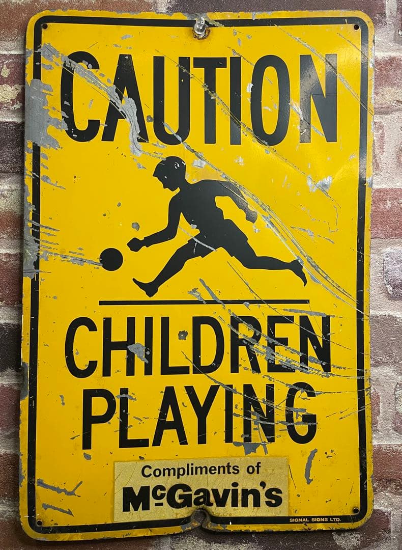 【ヴィンテージ看板】CAUTION CHILDREN PLAYING 標識