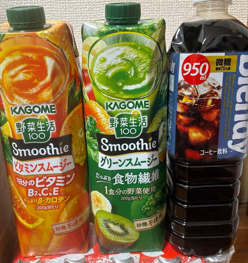 オロナミンC、野菜生活100.紅茶花伝、特水、スムージー、ラッシー、コーヒーなど