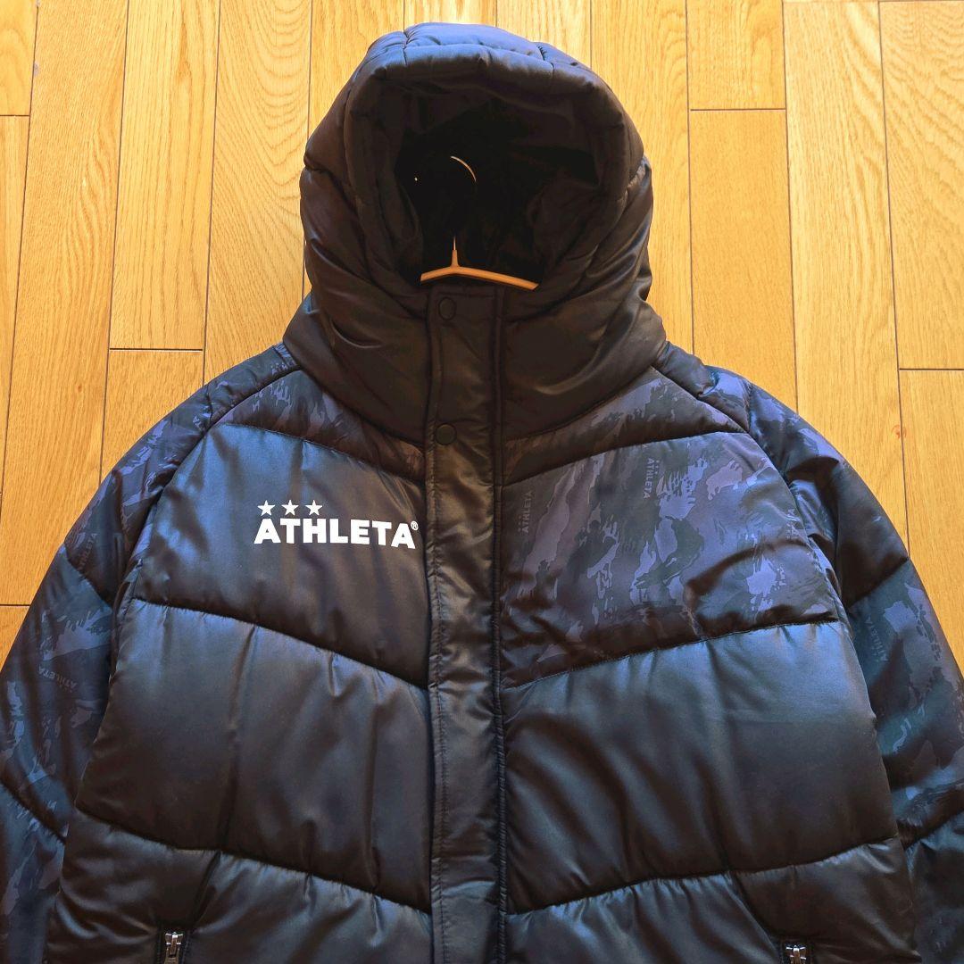 ATHLETA アスレタ ロングベンチコート サッカー 中綿 カモフラ 黒 XL