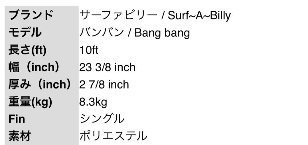 surfabilly jared mell bangbang 10ft ケース