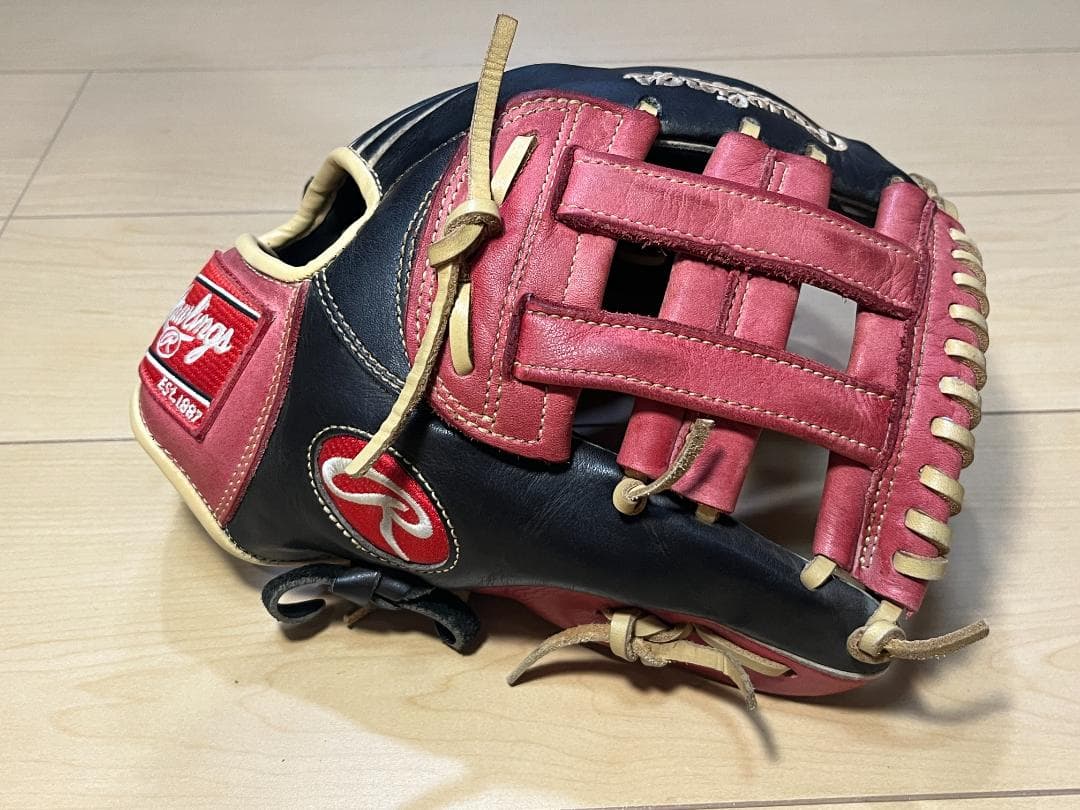Rawlings 少年軟式用グローブ 黒/赤 内野用 美品