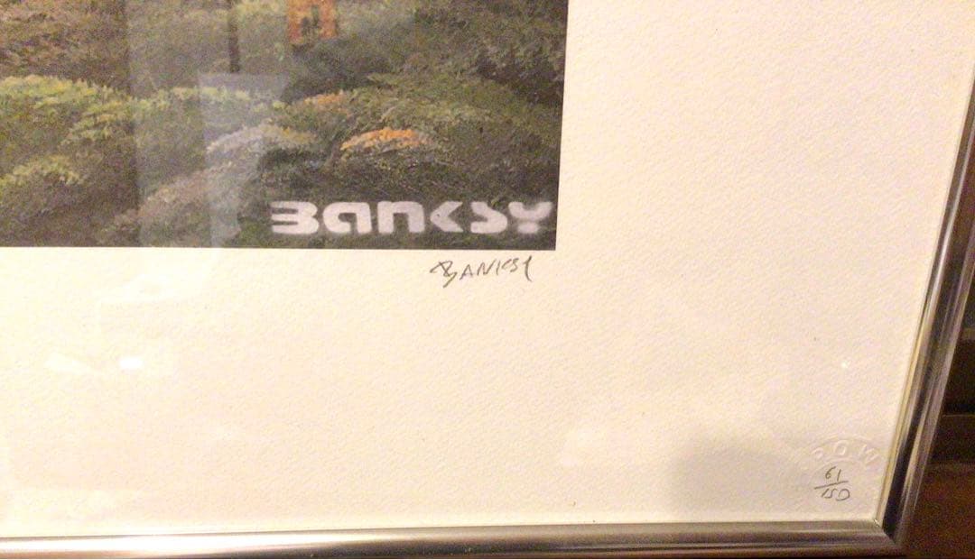 バンクシーBANKSY⭐️POWリトグラフ　COA有り　額付き