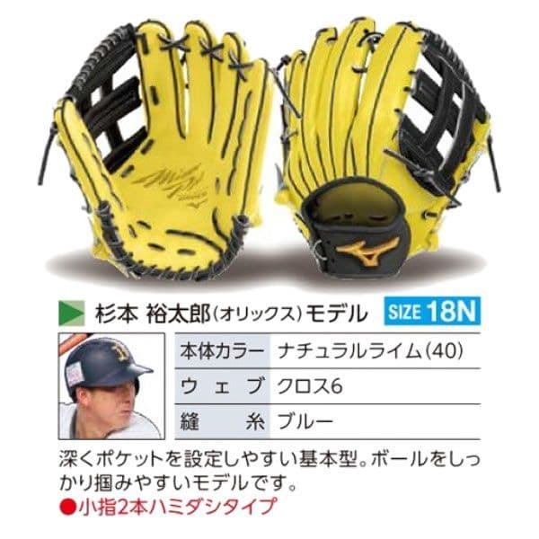 美品☆ミズノプロ 軟式 グローブ 杉本裕太郎モデル 外野用 ミズノ 右投げ用