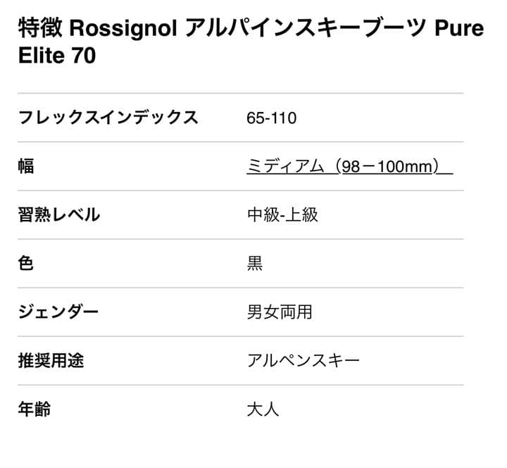 【未使用】ロシニョール　Pure Elite 70 26.5cm スキーブーツ