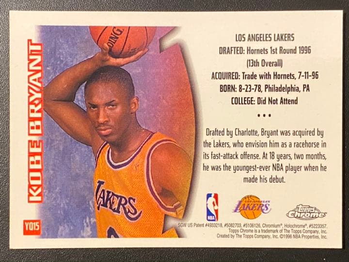 その他 1996 Topps Chrome Youthquake Kobe Bryant
