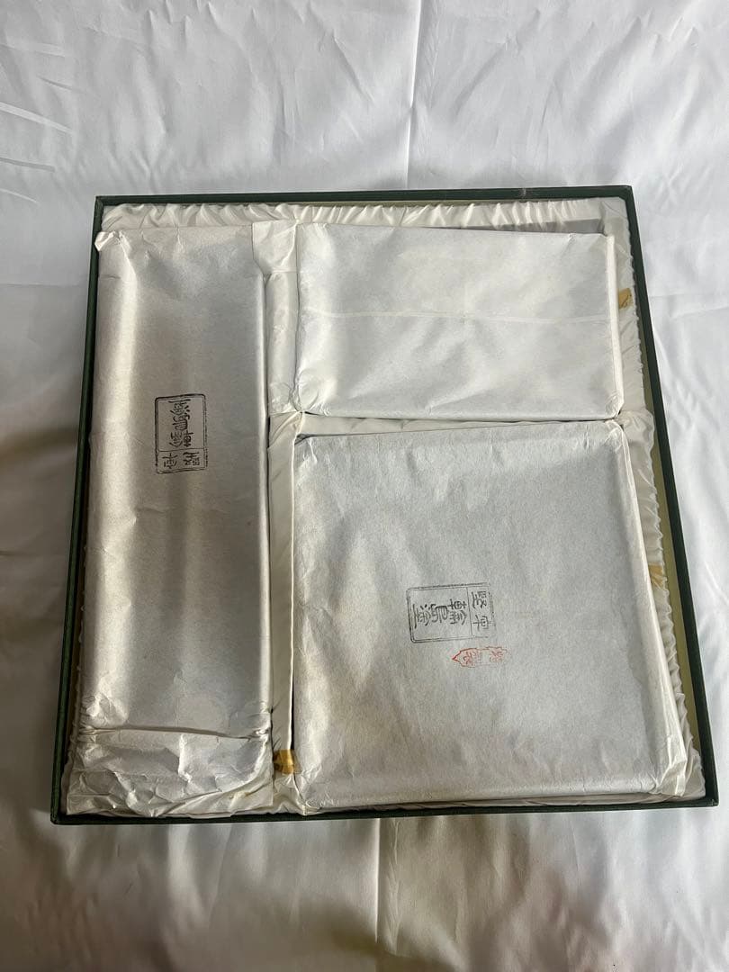 未使用品 輪島塗 黒漆器膳 3枚セット 家紋 木瓜紋 切手盆 箱付 漆器 黒漆塗