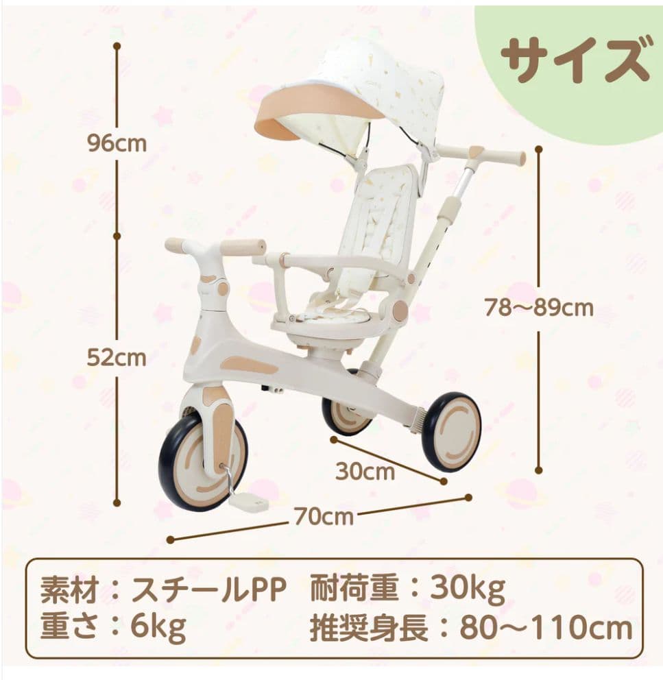 【新品】多機能三輪車 レッド 7in1 折りたたみ式 安全設計1歳〜5歳