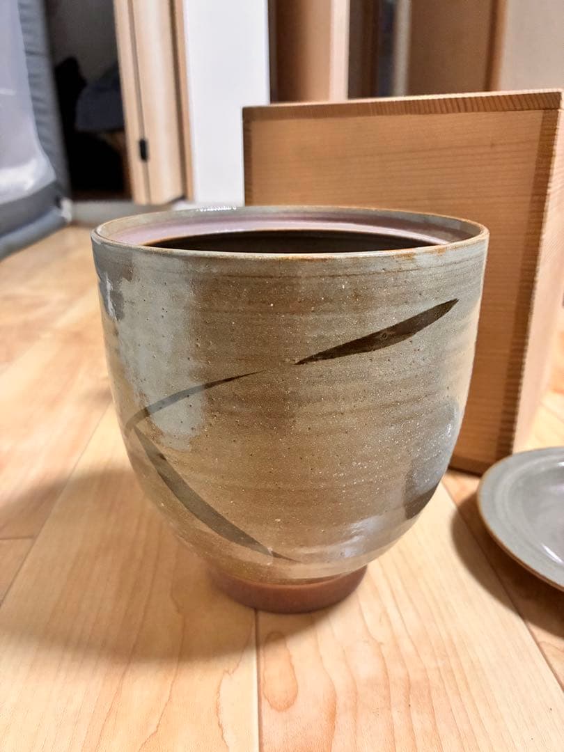 美品　京焼 小川文斎 櫛目水指 布目 茶道具 共箱付 骨董品 茶器