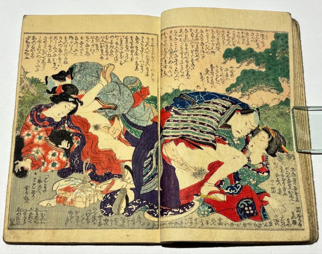 「色競花の雫」恋川笑山 明治期刊 彩色木版画 1冊|艶本 春画 浮世絵 和本