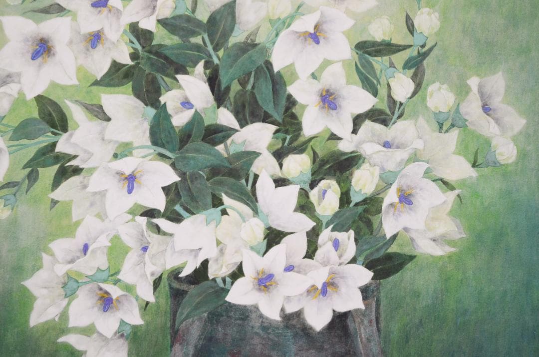 【作品名 「桔梗」 岩絵の具 日本画 】東山魁夷の流派