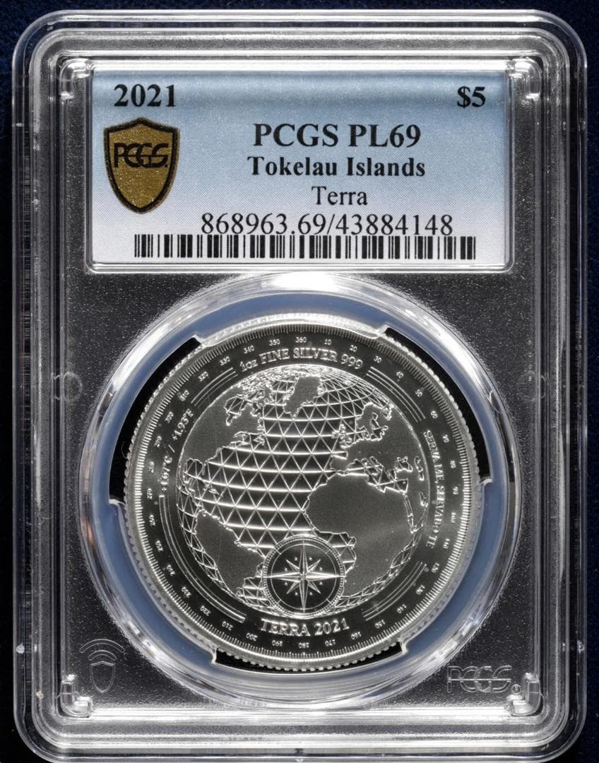 準最高鑑定 トケラウ ＄5 2021 1oz銀貨 PCGS-PL69