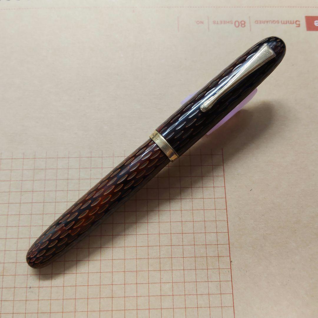 四菱 鎌倉彫り インキ止め式 万年筆 14金 【動作確認済】