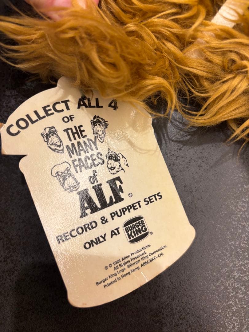 ALF ぬいぐるみ 80s ヴィンテージ　パペット　シェフ　バスケ　タグ付き