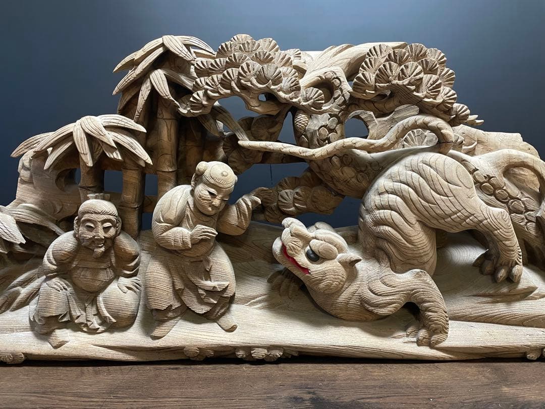 大型　蟇股　 彫刻 木彫　 彫刻工芸品　骨董品　幅131cm