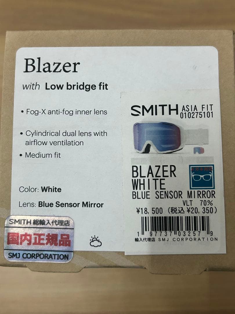 スキー・スノーボードアクセサリー SMITH BLAZER WHITE Blue Sensor Mirror