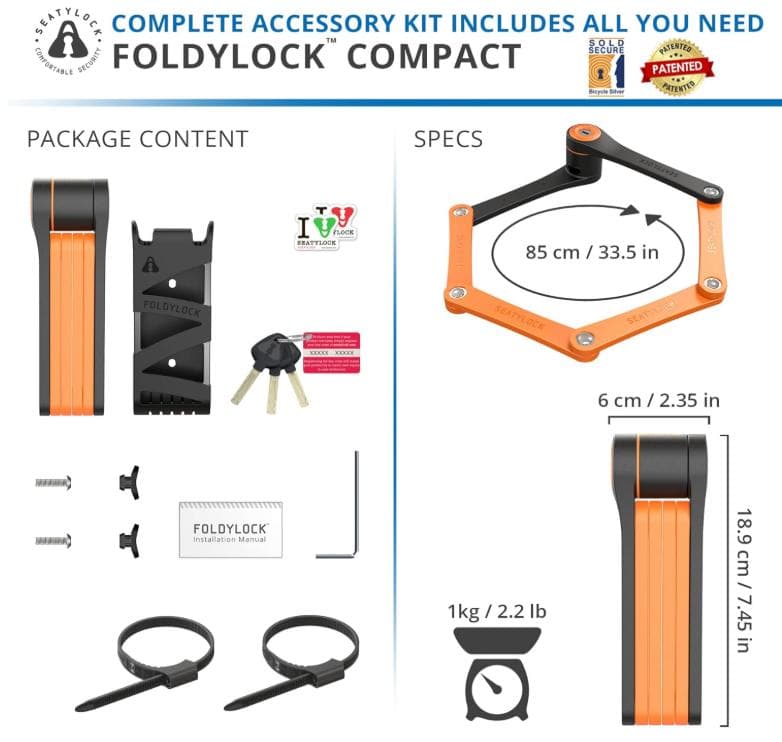 SEATYLOCK FOLDYLOCK　コンパクト　オレンジ　自転車ロック