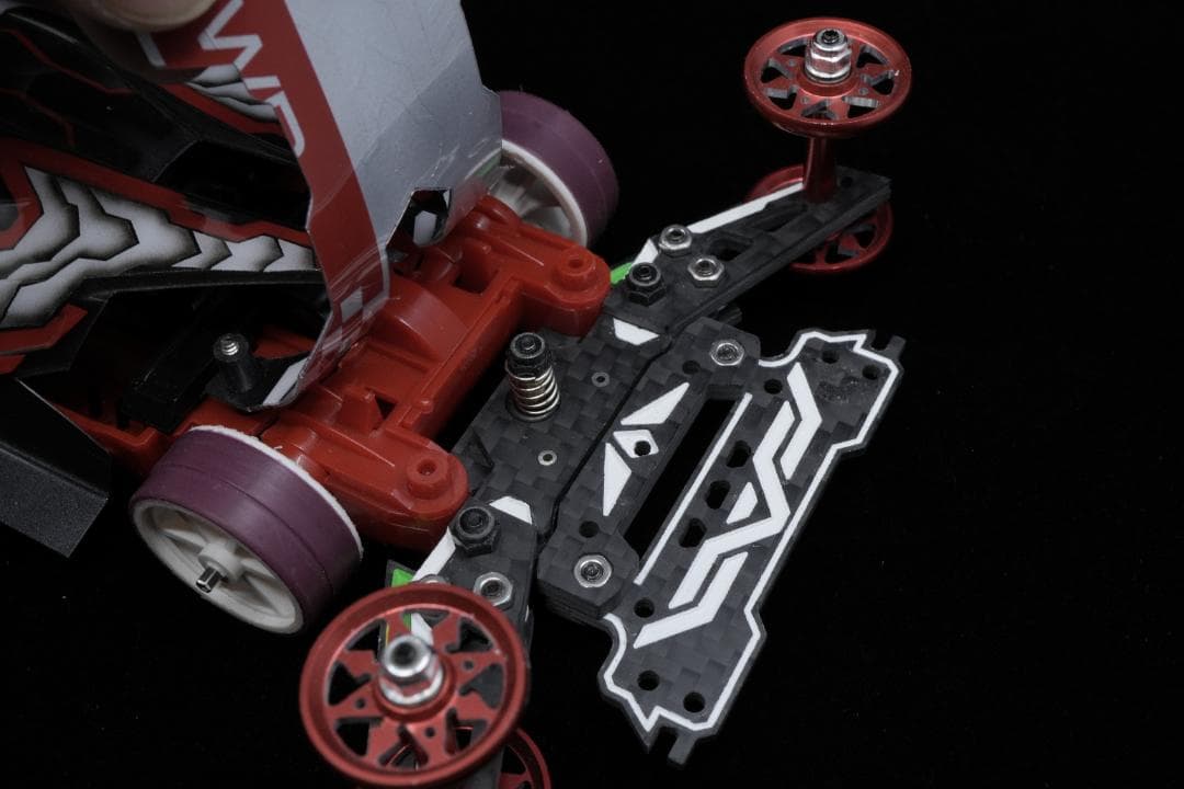 ミニ四駆 MSフレキ 完成品　Type-F x デュアルリッジ　赤機甲