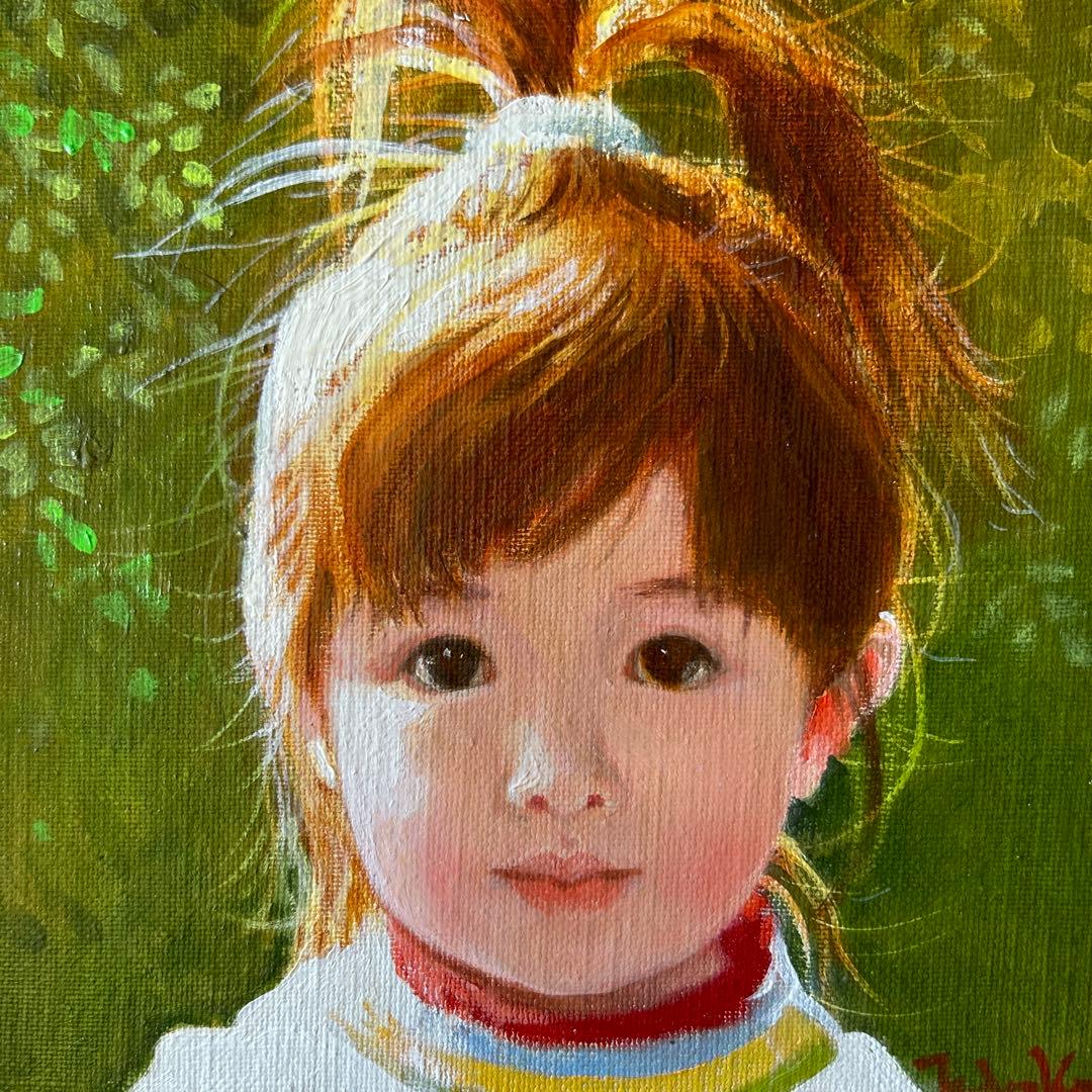 絵画　油彩画　少女　原尚子　「幼ごころ」