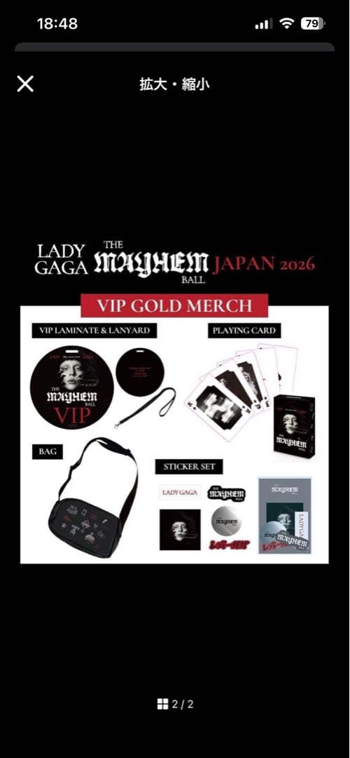ミュージシャン Lady Gaga The Mayhem Ball VIP Gold Merch