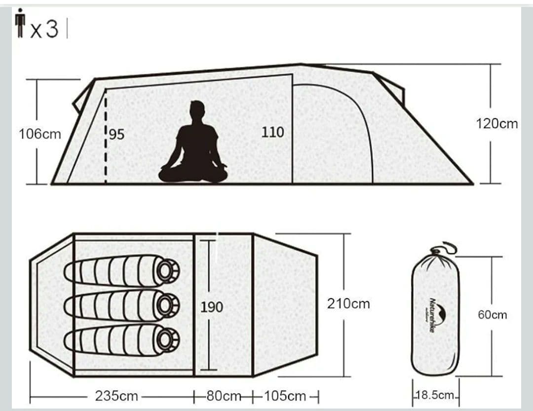 Naturehike ネイチャーハイク Opalus 3 トンネルテント