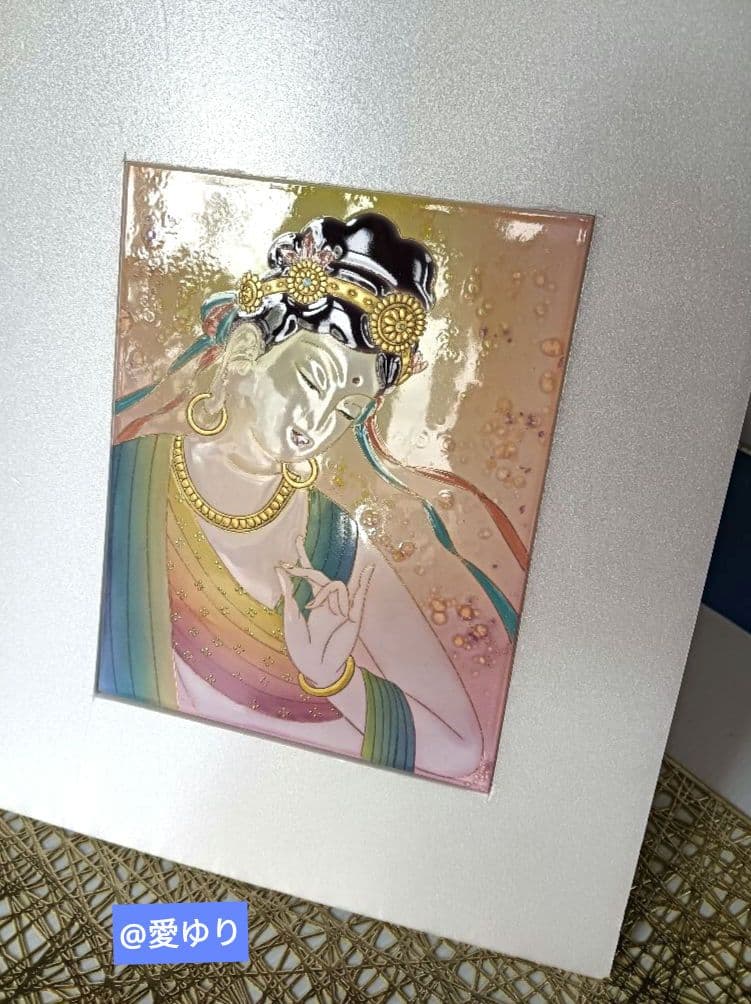 草場一壽♦陶彩画原画【稀観品⭐開運最多幸】『和顔』特注⭐空色ver.⭐観世音菩薩