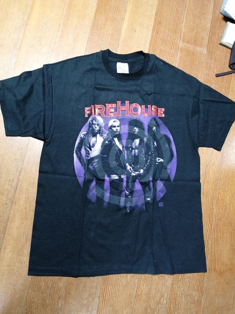 FIREHOUSEファイヤーハウスハードロックバンドビンテージバンドTシャツ 黒